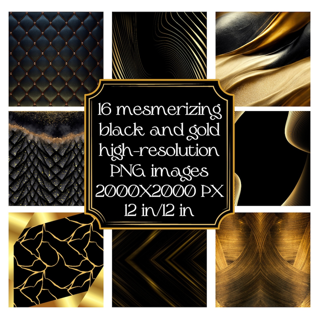Black and Gold Chic Digital Backgrounds for Crafting - Luxurious and ...