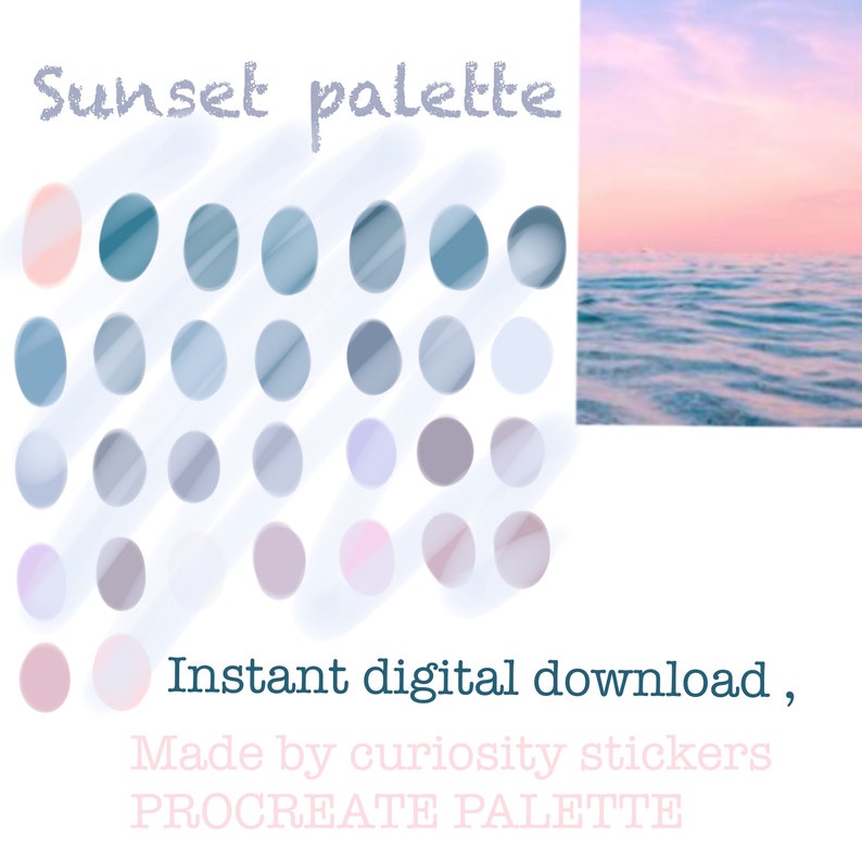 Procreate Sunset Color Palette, Procreate Brushes, Sunset Palette, Pink ...