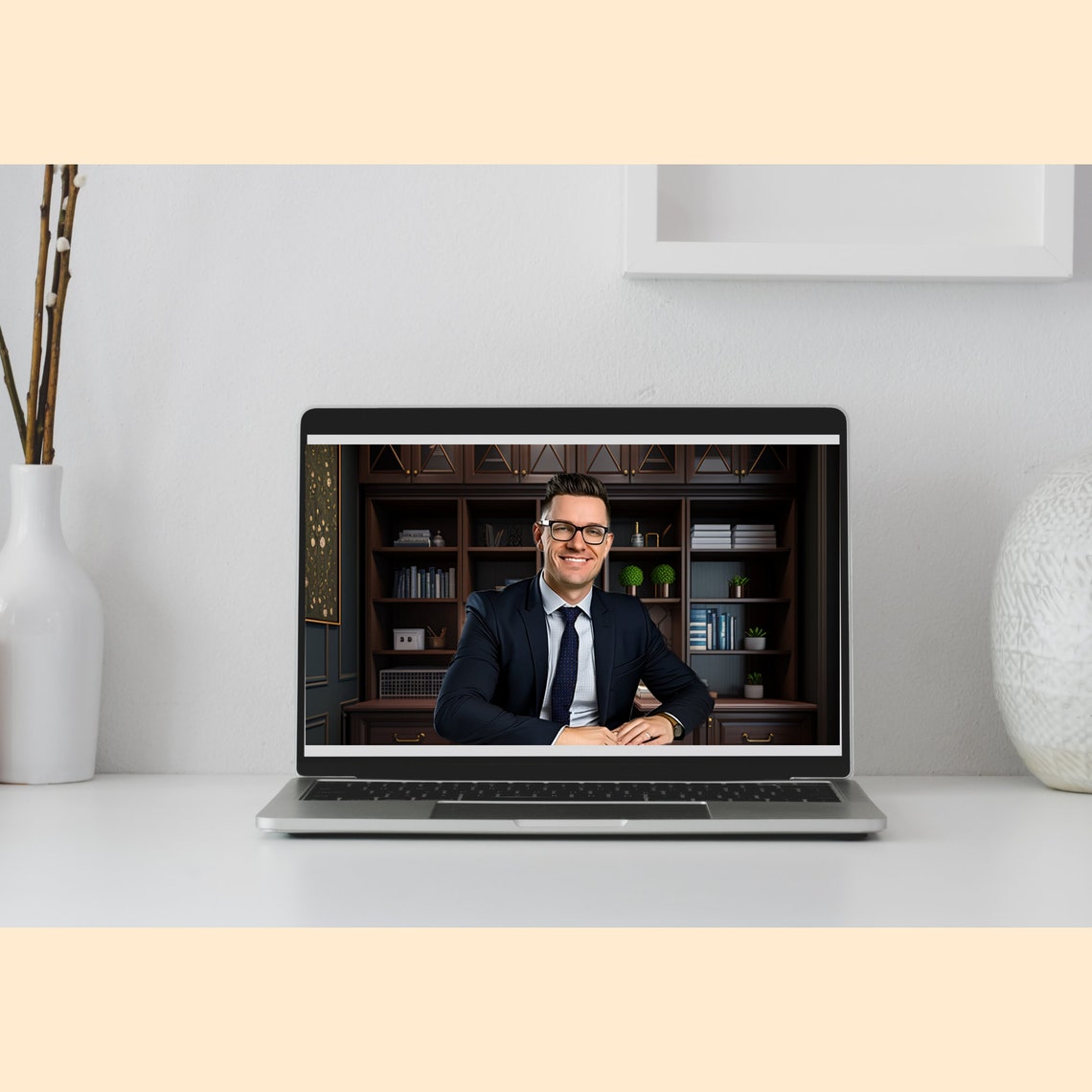 Virtual Background Home Office Dark for Zoom, Teams, Webex, Streaming ...