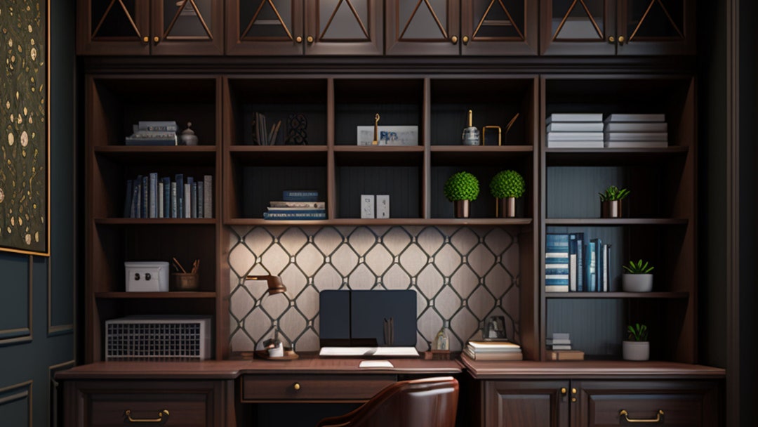 Virtual Background Home Office Dark for Zoom, Teams, Webex, Streaming ...