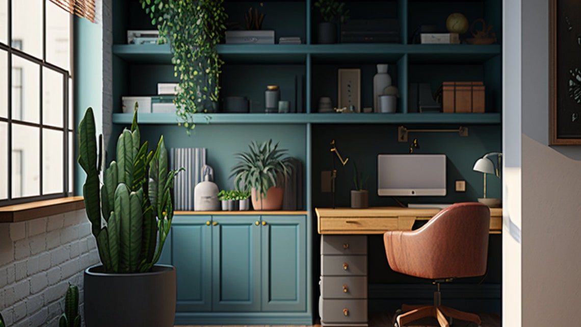 Virtual Background Home Office Dark for Zoom, Teams, Webex, Streaming ...