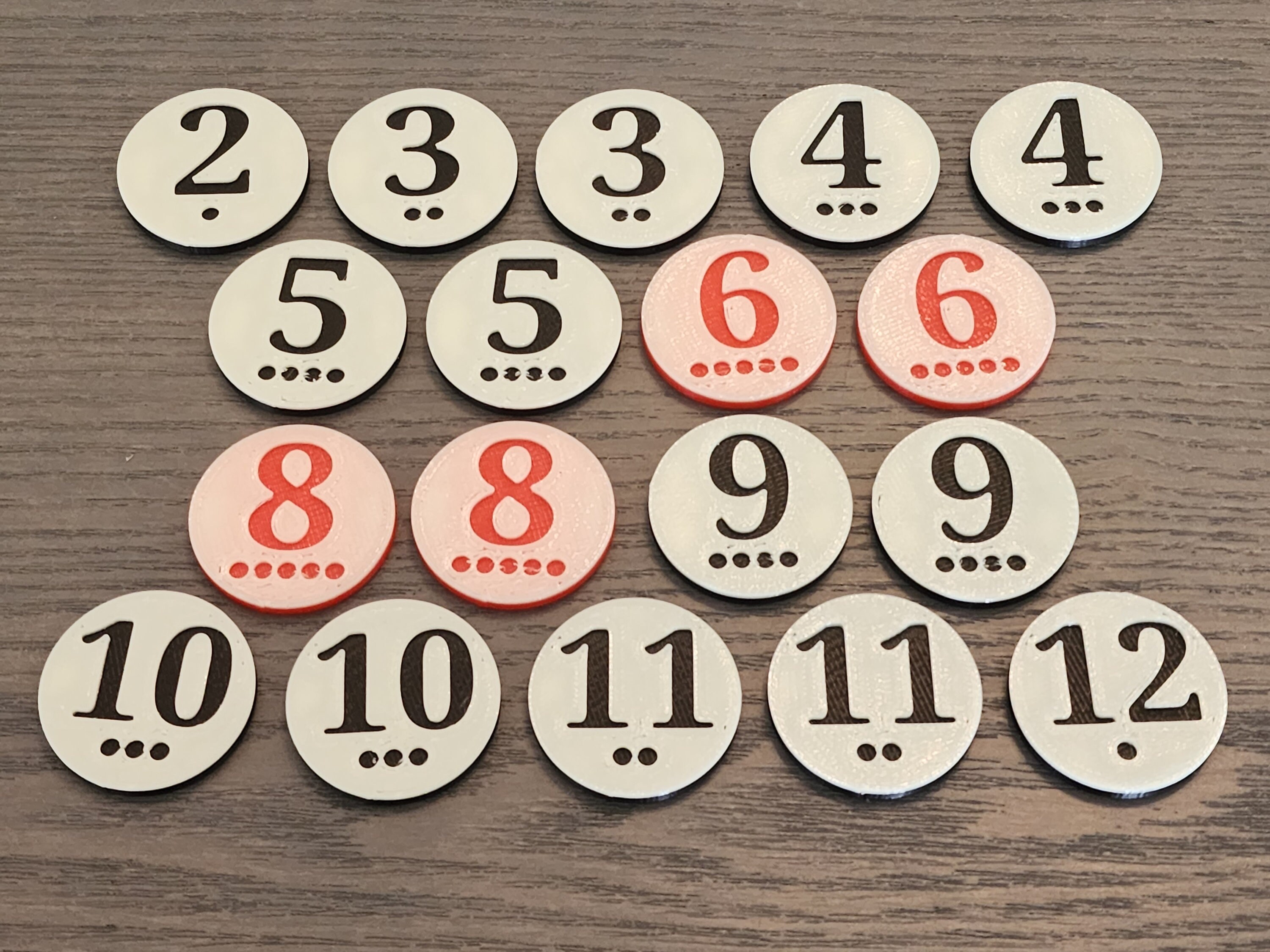 Unofficial Custom Replacement Number Pieces for Settlers of Catan Board ...