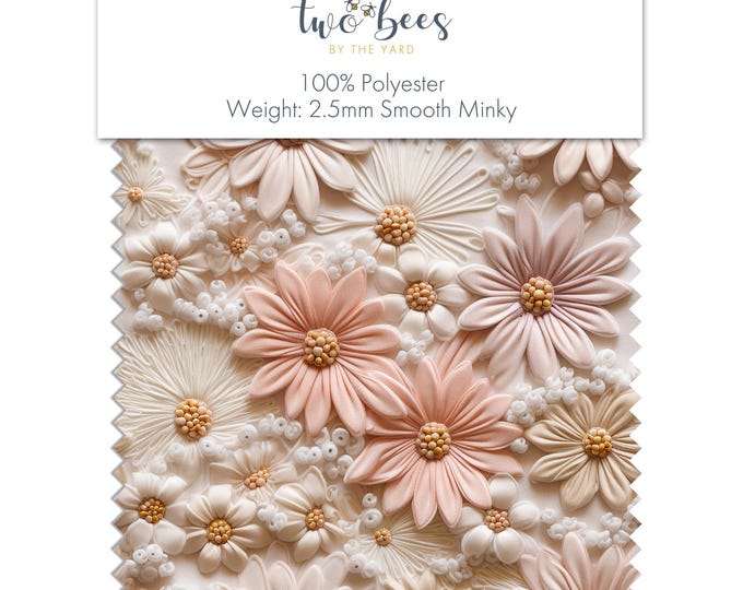 Minky Fabric by the Yard - Printed Minky Fabric - Faux 3D Floral Print ...