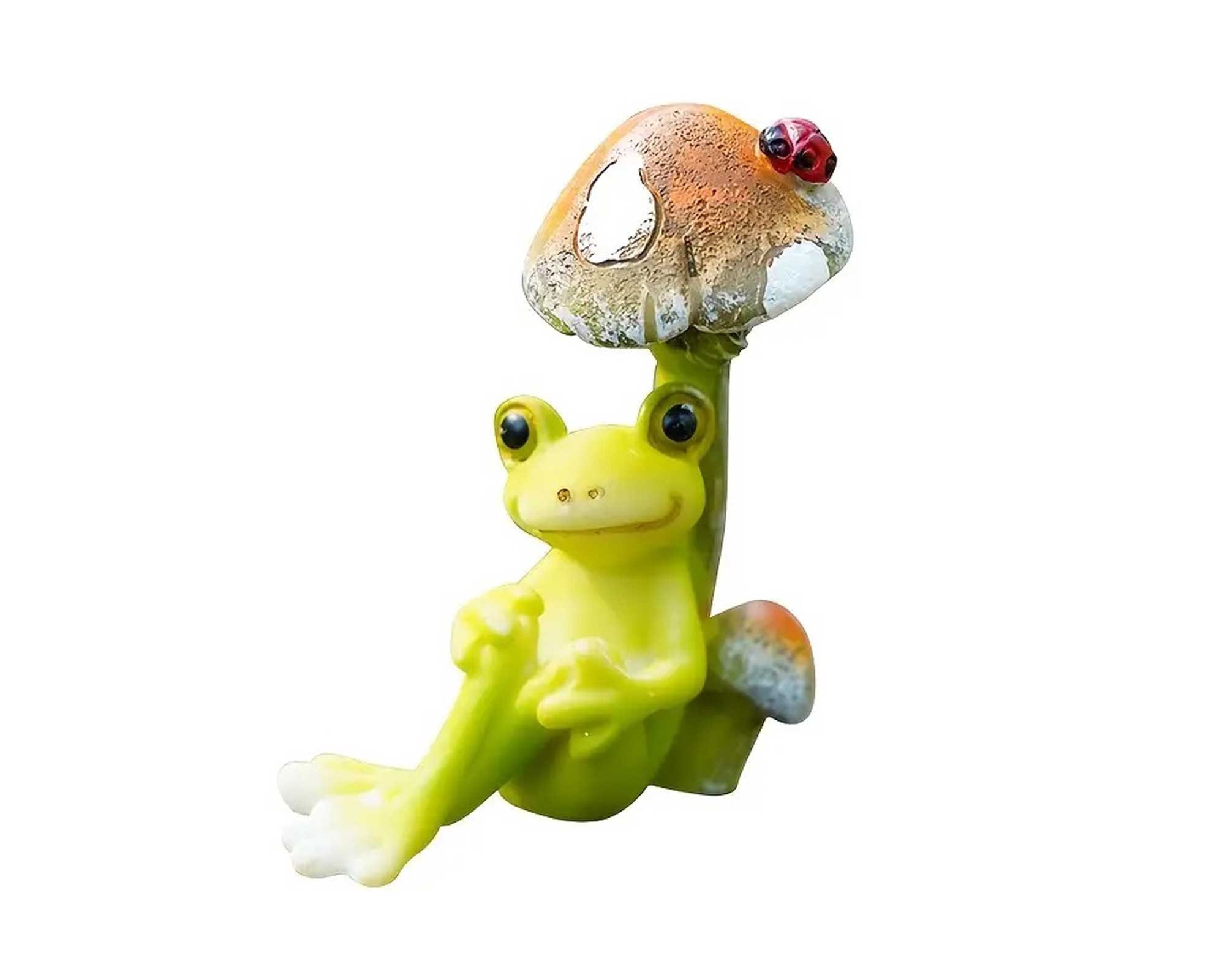 Fairy Garden Frog Figurine Cute Frog Sitting Under Mushroom - Etsy