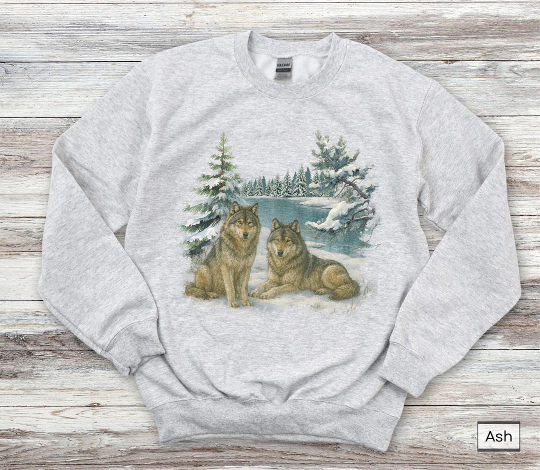 Wolves Sweatshirt Retro Wildlife Sweater Cabincore Wolf Lake Pullover ...