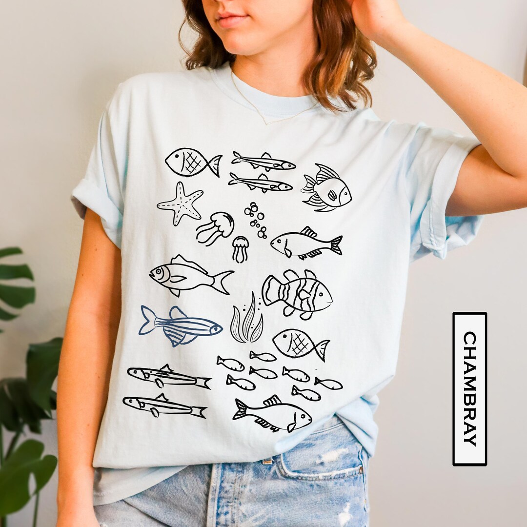 Fish Shirt, Hand Drawn Fish Shirt, Ocean Shirt, Fish Tee, Sketch ...