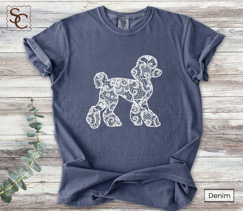 Poodle Printed Lace Silhouette Shirt Comfort Colors Poodle Mom Tshirt ...