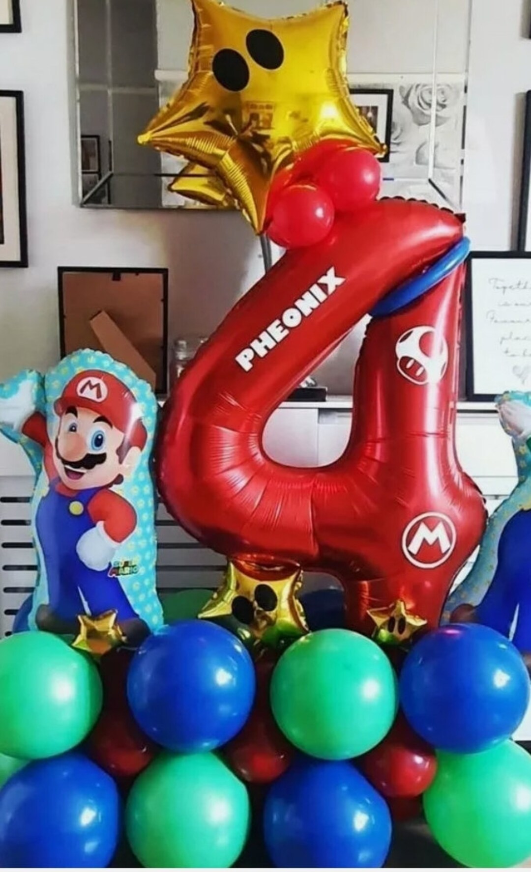 Super Mario Themed Personalised Balloon Vinyl Decal Stickers Set - Etsy