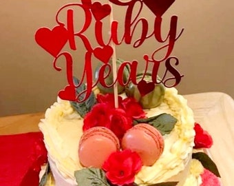 Ruby 40 Years Wedding Anniversary Cake Topper Red Double Sided - Etsy UK