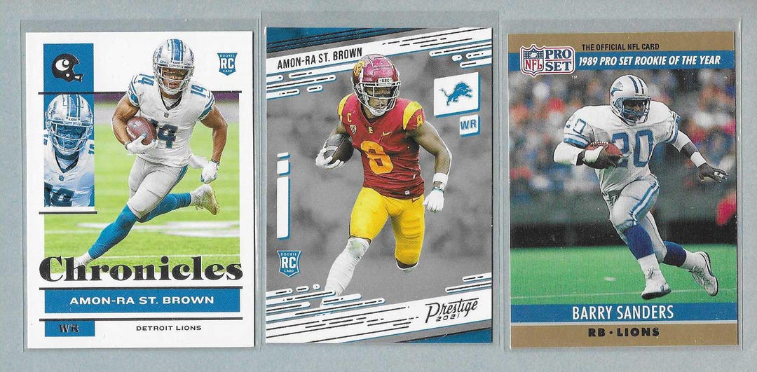 2021 Detroit Lions Amon-ra St. Brown Rookie Lot Plus Barry Sanders ...