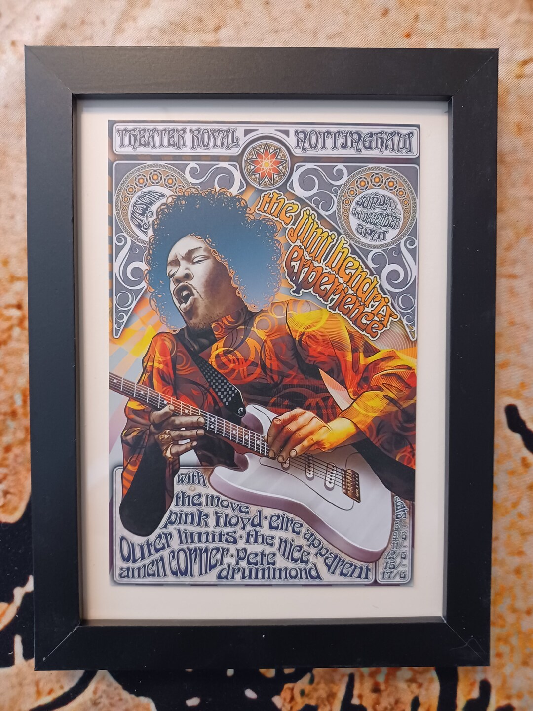 Framed Mini Concert Poster Classic Rock Jimi Hendrix Theater Royal ...