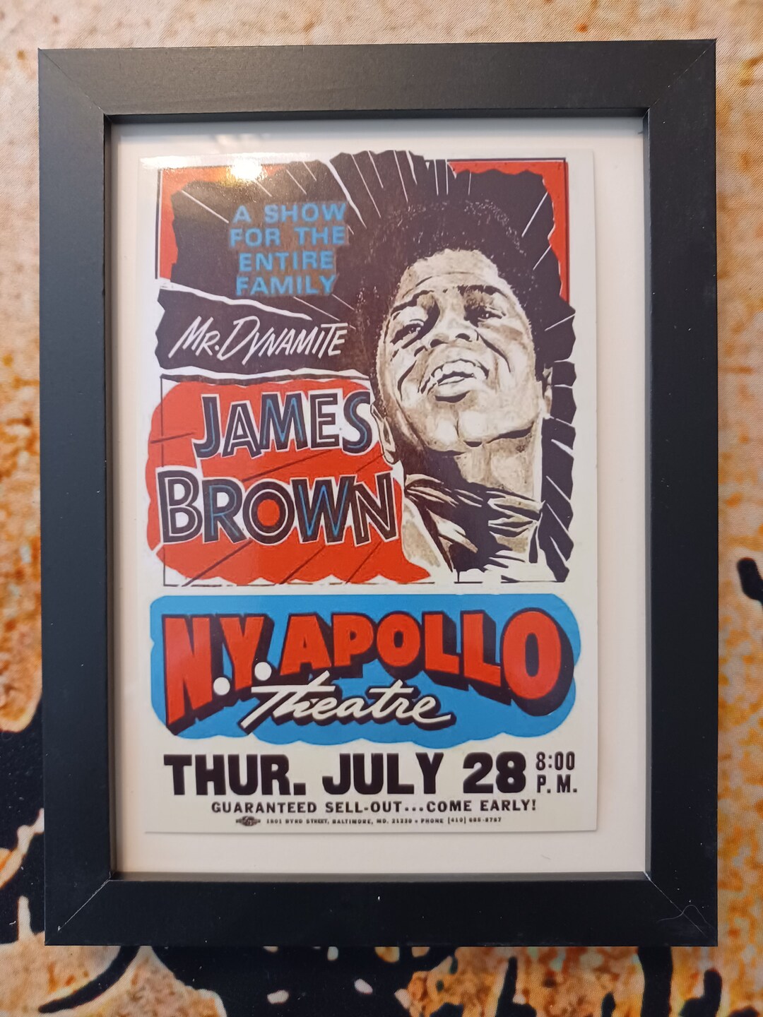 Framed Mini Concert Poster Classic James Brown New York Apollo Theatre ...