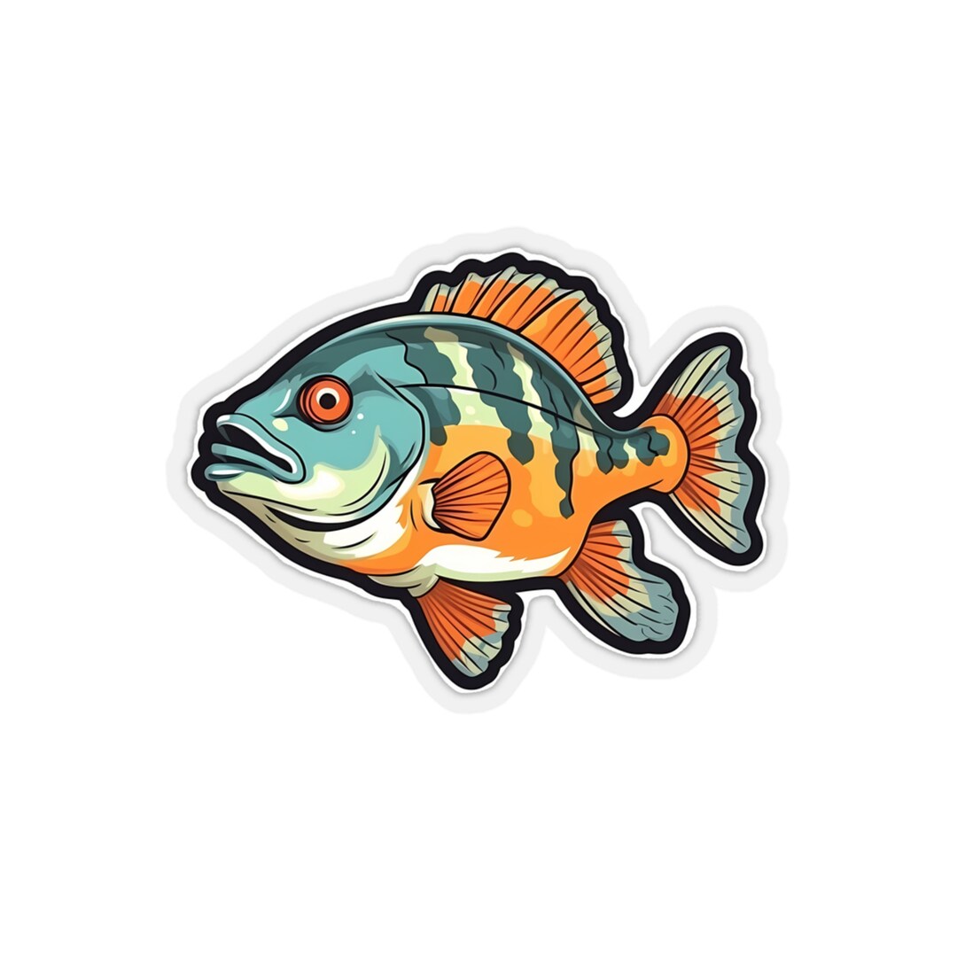 Kiss-cut Cartoony Perch Sticker, Playful Design, Colorful Freshwater ...