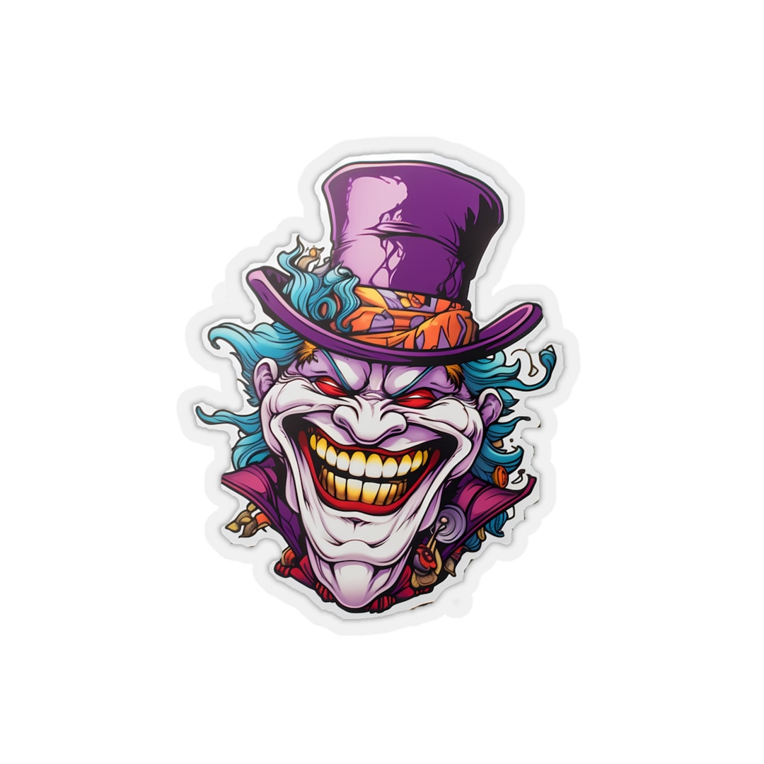 Kiss-cut Jester Villain Sticker, Mischievous Evil Character Decal ...