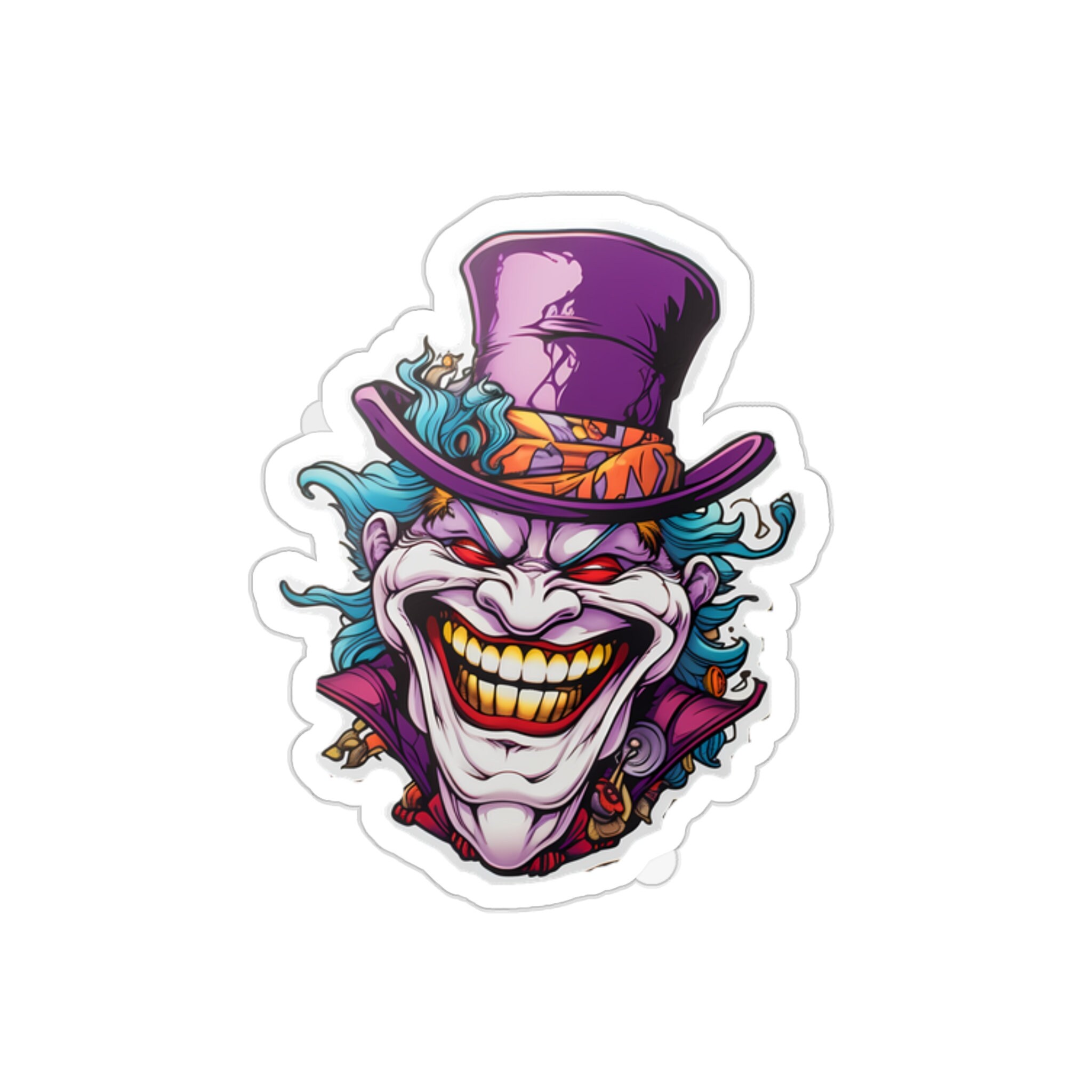 Kiss-cut Jester Villain Sticker, Mischievous Evil Character Decal ...