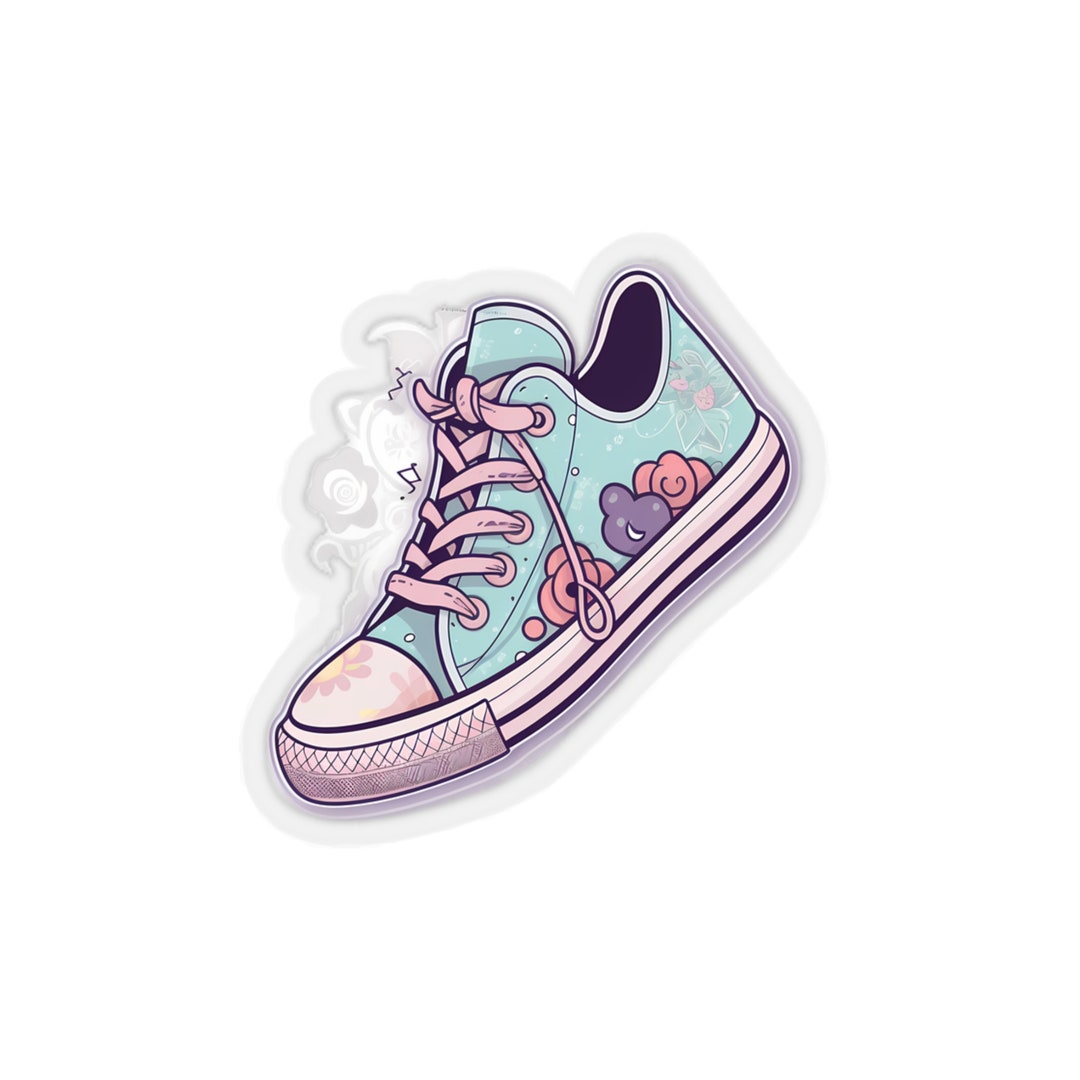 Kiss-cut High Top Shoe Sticker, Flower Design, Floral Pattern Decal ...
