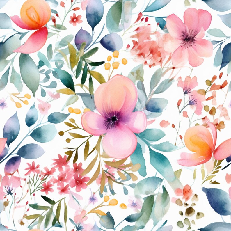 Watercolor Floral Pattern - Etsy
