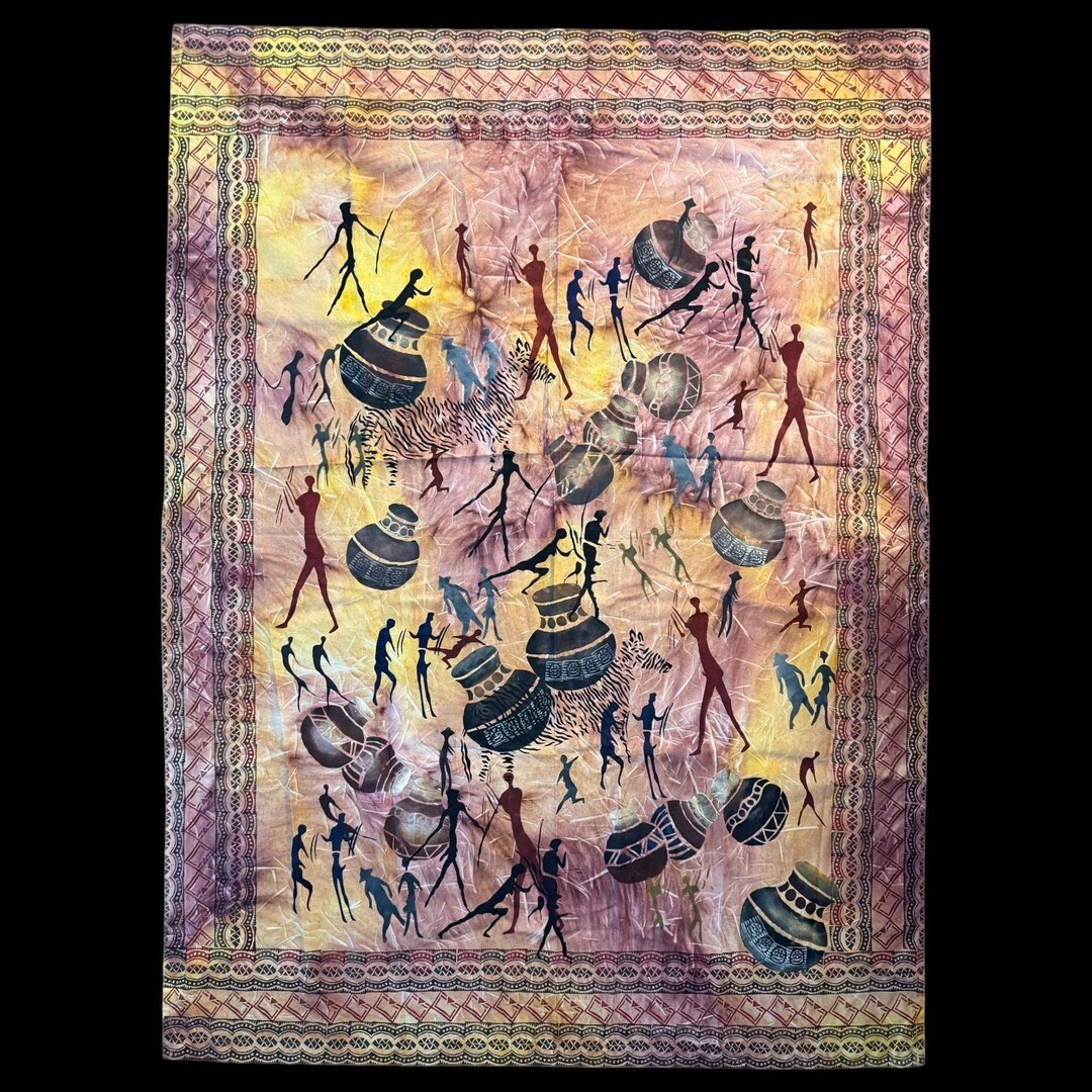 African Batik Wall Hanging | Zimbabwe | Hand Printed Tapestry | Art ...
