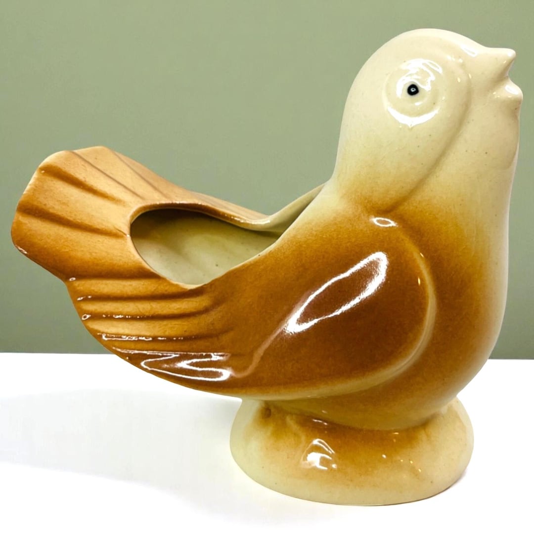 Vintage Ceramic Bird Planter | Pottery | Spring Chickadee | Sparrow ...