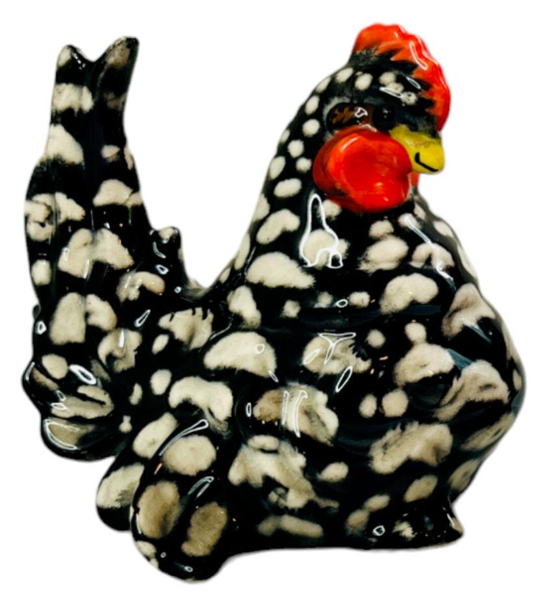 Ceramic Realistic Spotted Chicken Rooster Figurine | Farmhouse | Kitschy | 4.25" H - Etsy