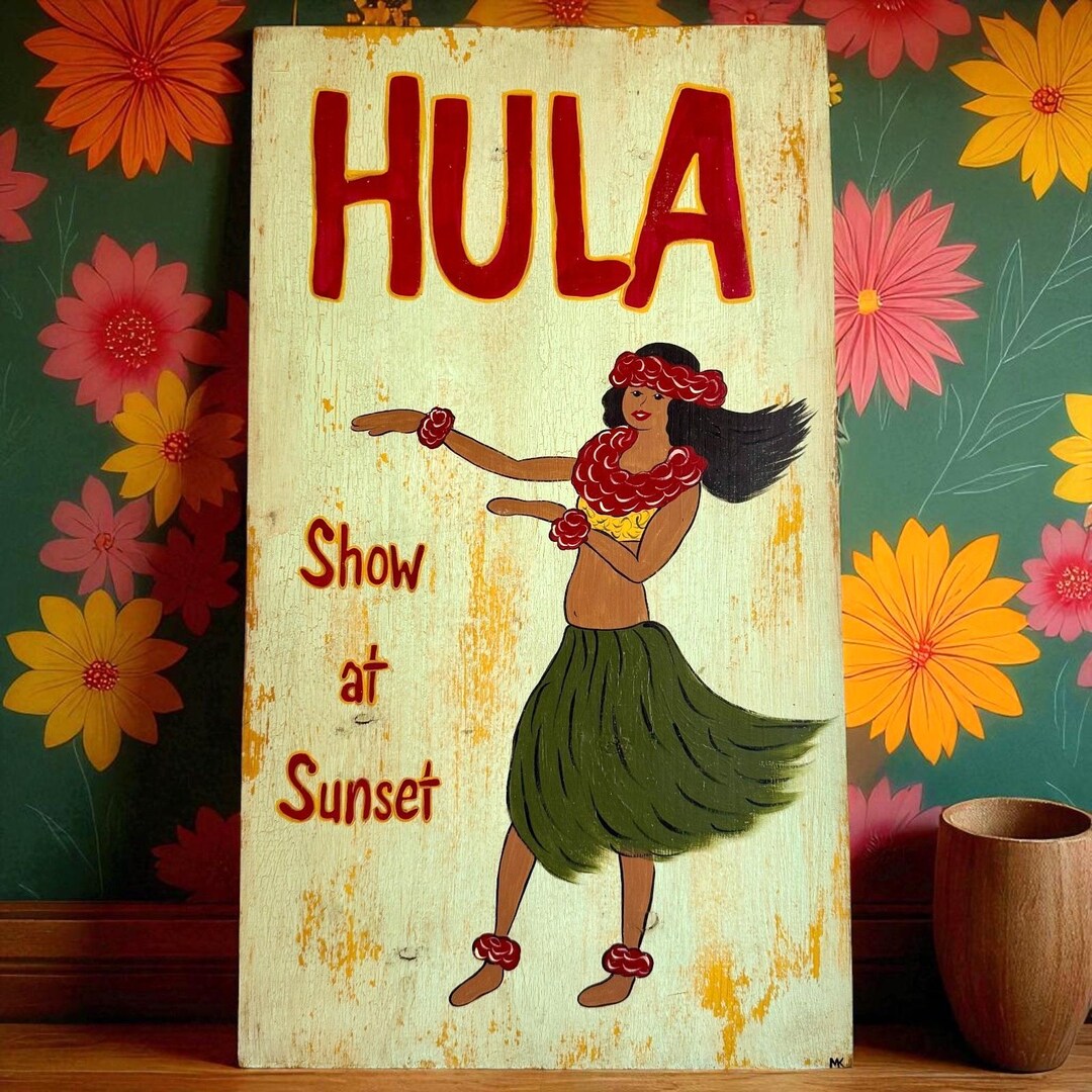Original Hawaiian Hula Dancer Painting on Wood - Signed "mk" - Etsy