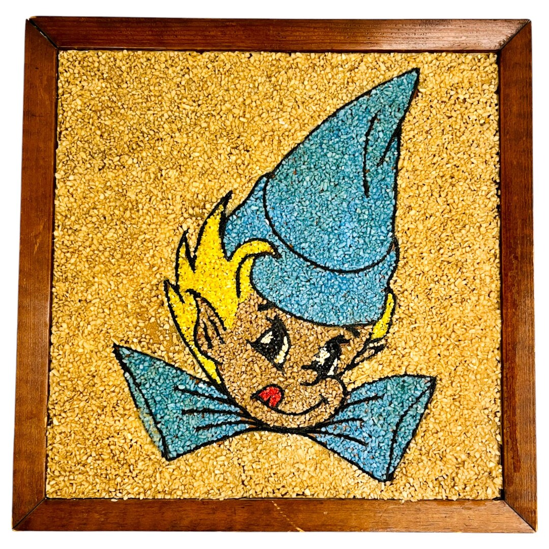 Vintage Framed Pixie Elf Mosaic Pebble Wall Art | 13" X 13" - Etsy