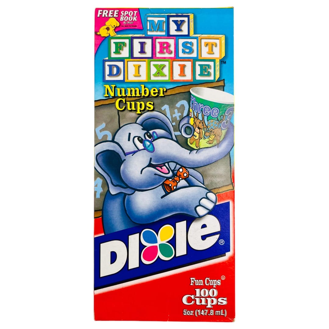 Vintage 100 Count Box of 5 Oz My First Dixie Number Fun Cups Sealed New ...