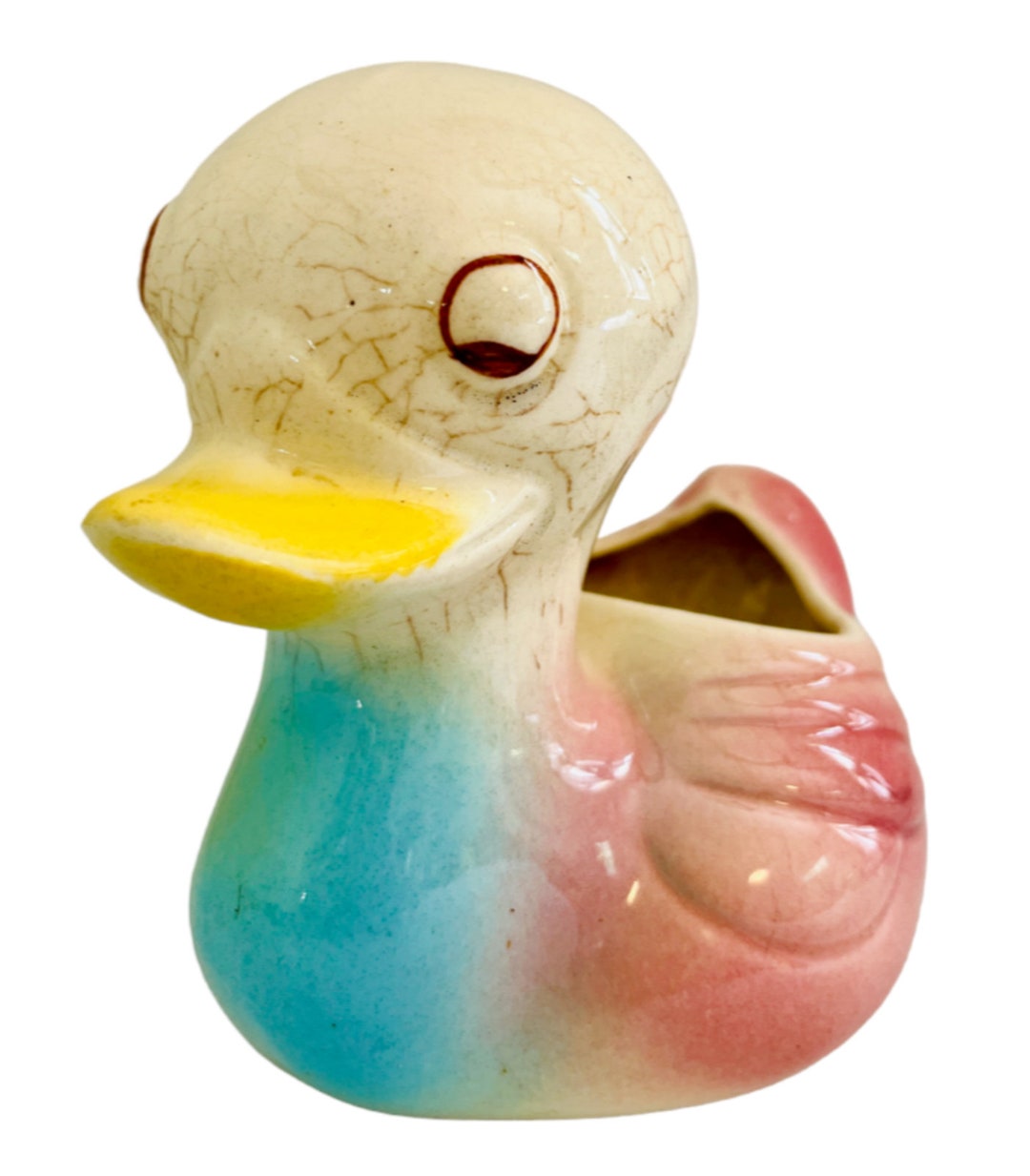 Vintage Ceramic Duck Planter With Wonky Eyes - Etsy