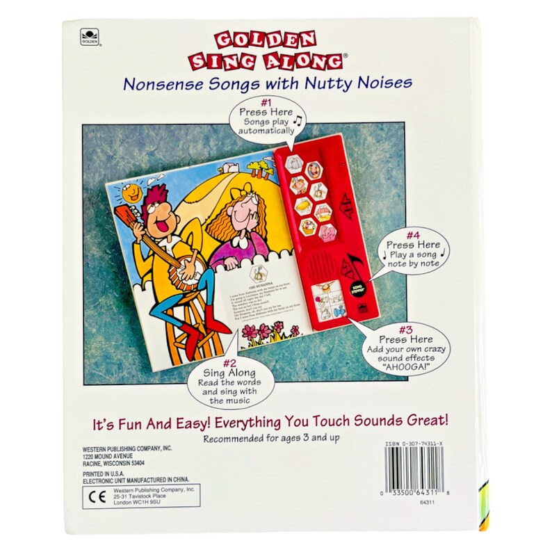 Vintage 1994 Golden Sing Along Book Nonsense Songs With Nutty Noises ...