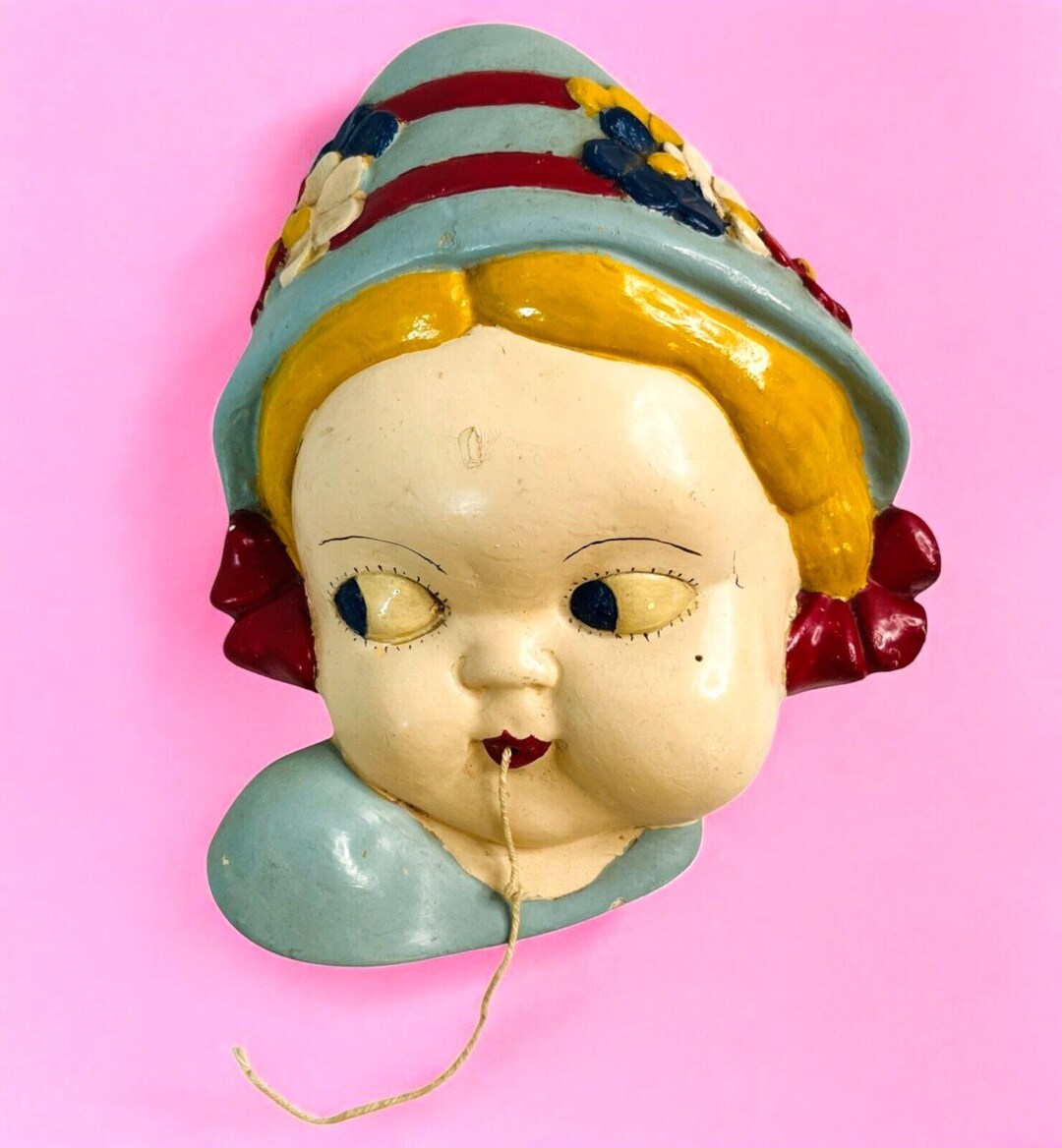 Vintage Dutch Girl Giving the Side Eye Chalkware String Holder Wall ...