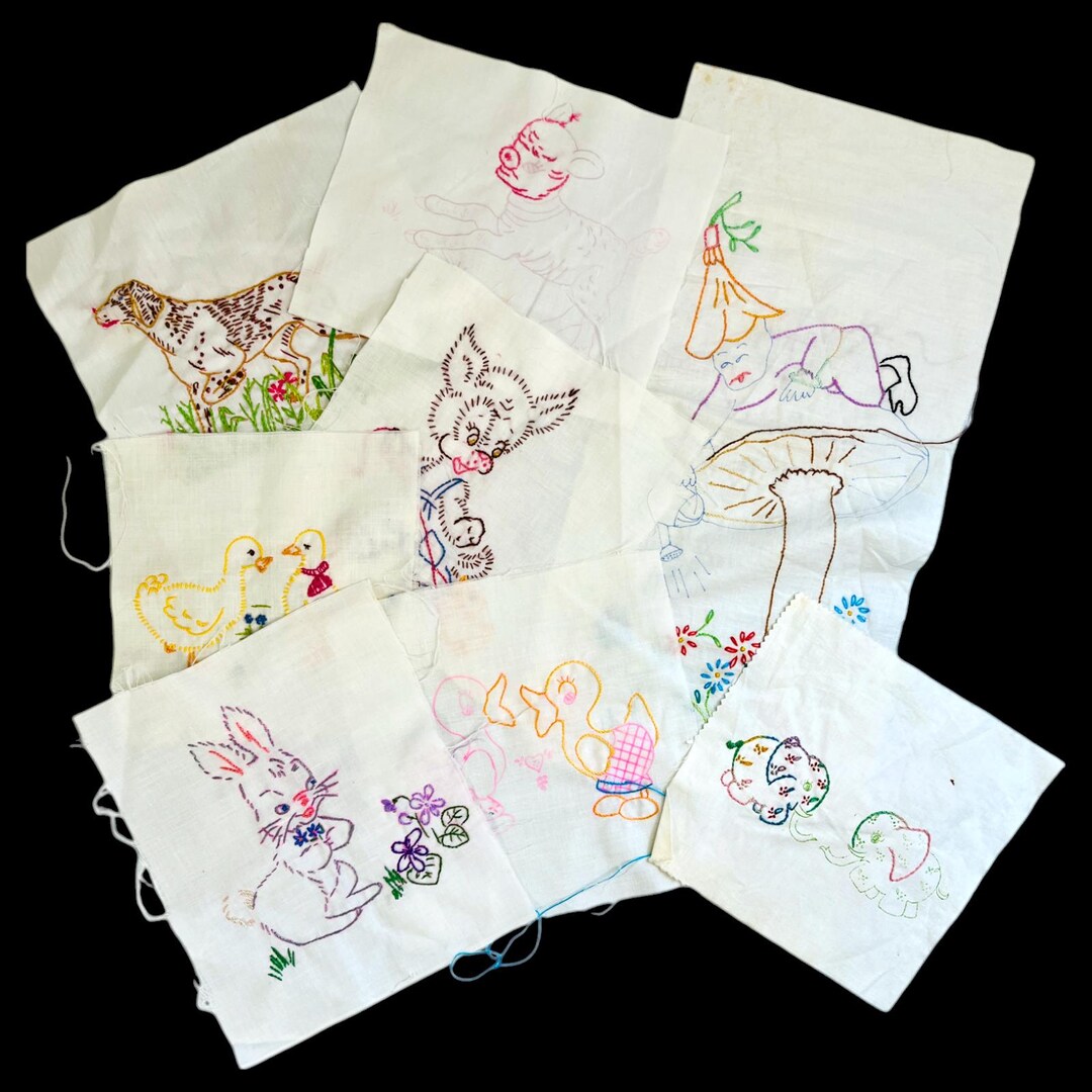 Lot of 8 Finished or Partially Finished Vintage Anthropomorphic Stamped ...