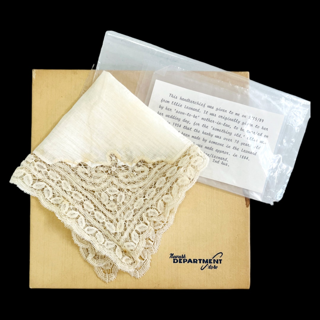 Antique 1884 Handmade Crocheted Lace Handkerchief With a Personal ...