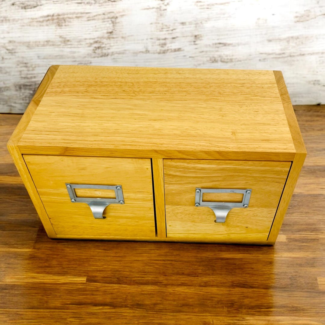 Wooden 2-drawer Desk Organizer Storage Box for Crafts or Other Small ...