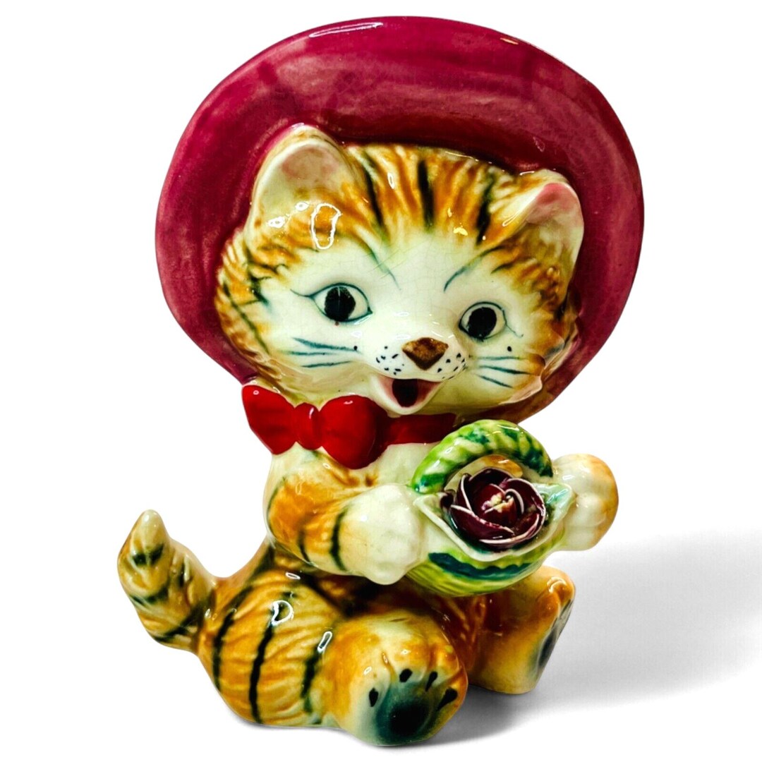 Vintage Lefton Anthropomorphic Kitty Cat Wall Pocket Planter 7 H - Etsy