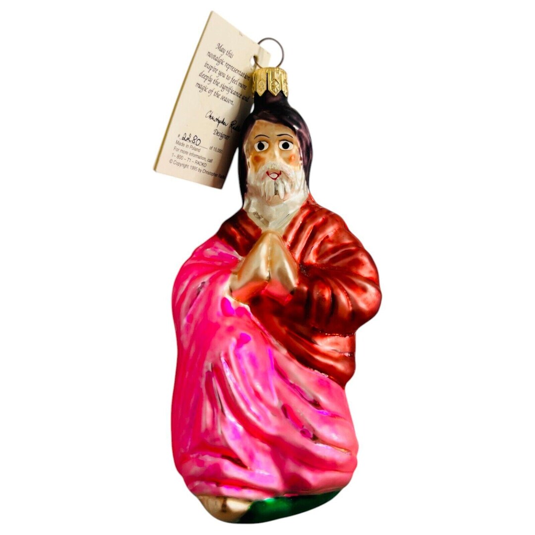 Vintage 1995 Christopher Radko Joseph Nativity Glass Ornament With the ...