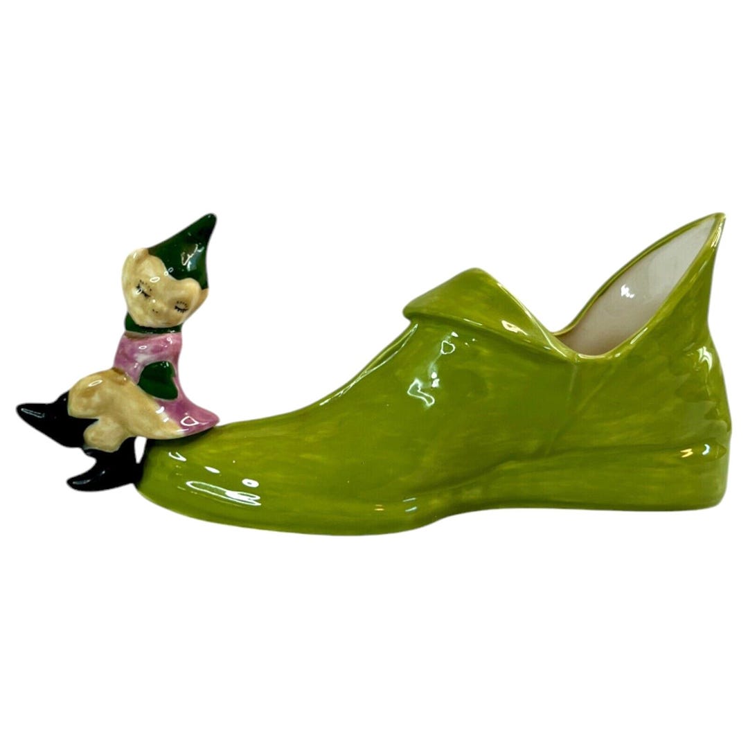 Vintage Planter of a Cheeky Pixie Elf Sitting on a Boot | 9" L - Etsy