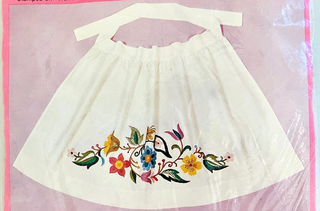 Vintage 1972 Paragon jacobean Hostess Apron Crewel Embroidery Kit 0655 ...
