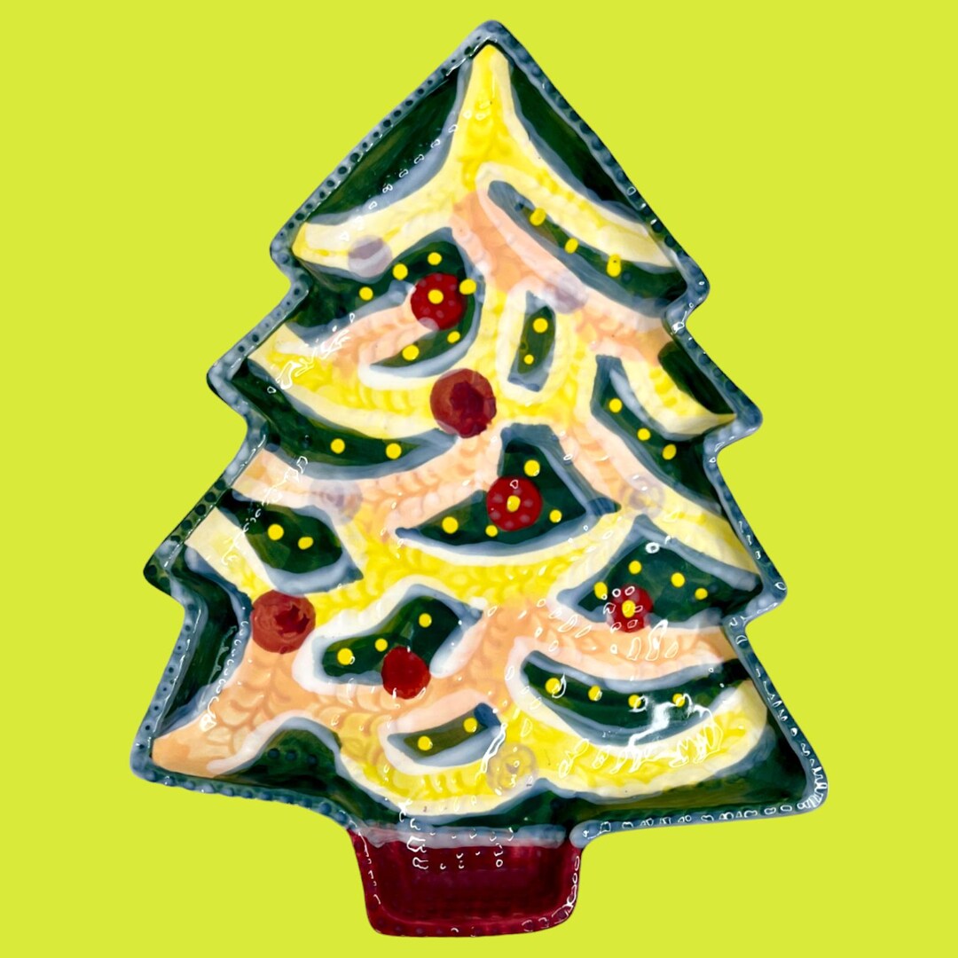 Nathalie Lete for Anthropologie Hand Painted Christmas Tree Dessert ...