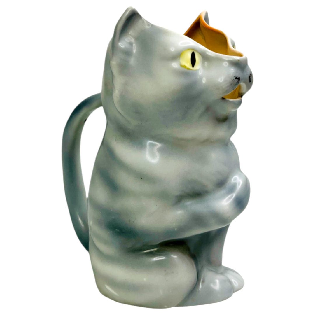 Vintage Royal Bayreuth Gray Tabby Cat Creamer Pitcher With a Blue Maker ...