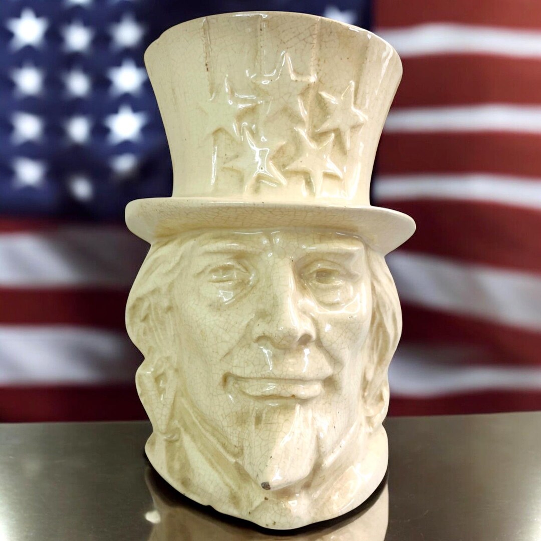Vintage Mccoy Pottery Uncle Sam Ceramic Crackle Glaze Planter 7 H READ ...