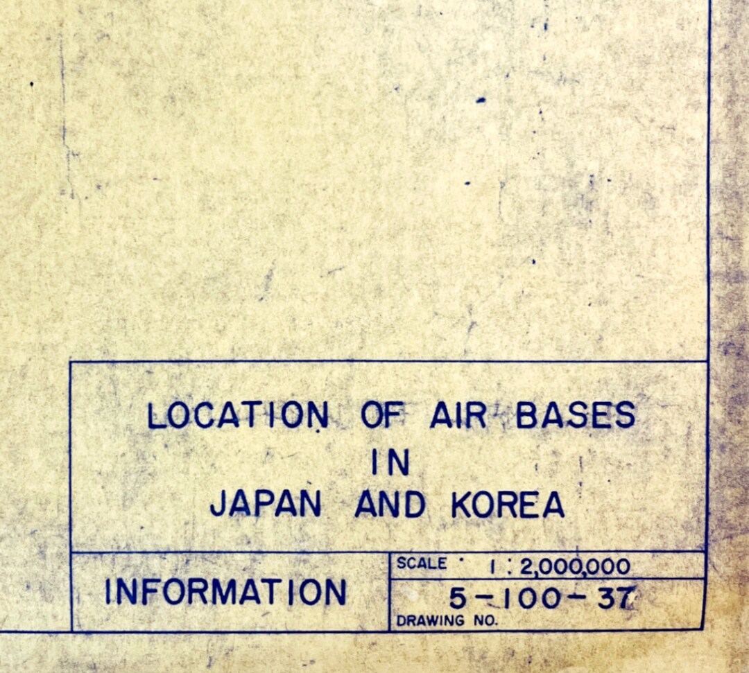 Vintage location of Air Bases in Japan and Korea Military Map 28 X 32 ...