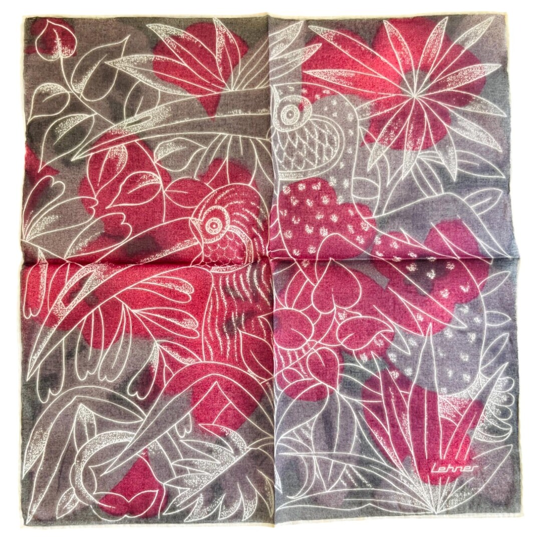 Vintage Lehner Tropical Toucan Birds Handkerchief With a Rolled Hem | Boho Rainforest Design ...