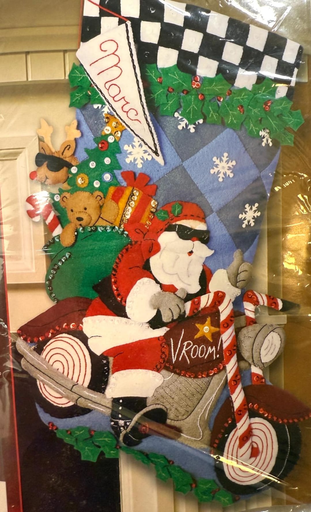 Bucilla Cruising Santa Felt Christmas Stocking Kit 86016 Riding A