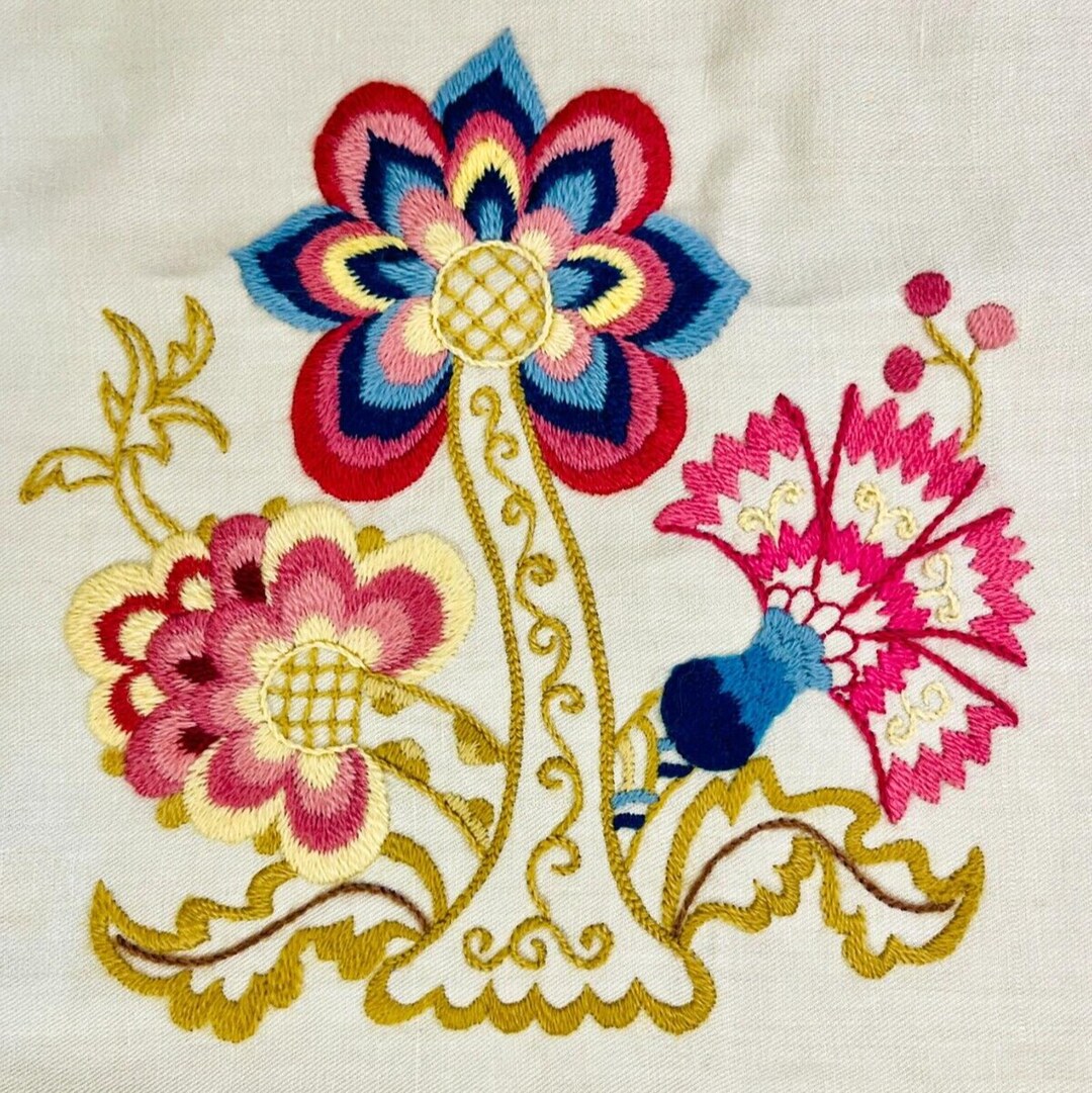 Vintage Finished Crewel Jacobean Tree of Life Fabric Panel NP3602144XA ...