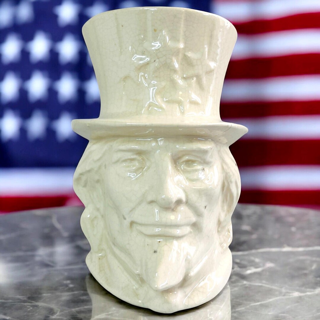 Vintage Mccoy Pottery Uncle Sam Crackle Glaze Ceramic Planter 7 H READ ...