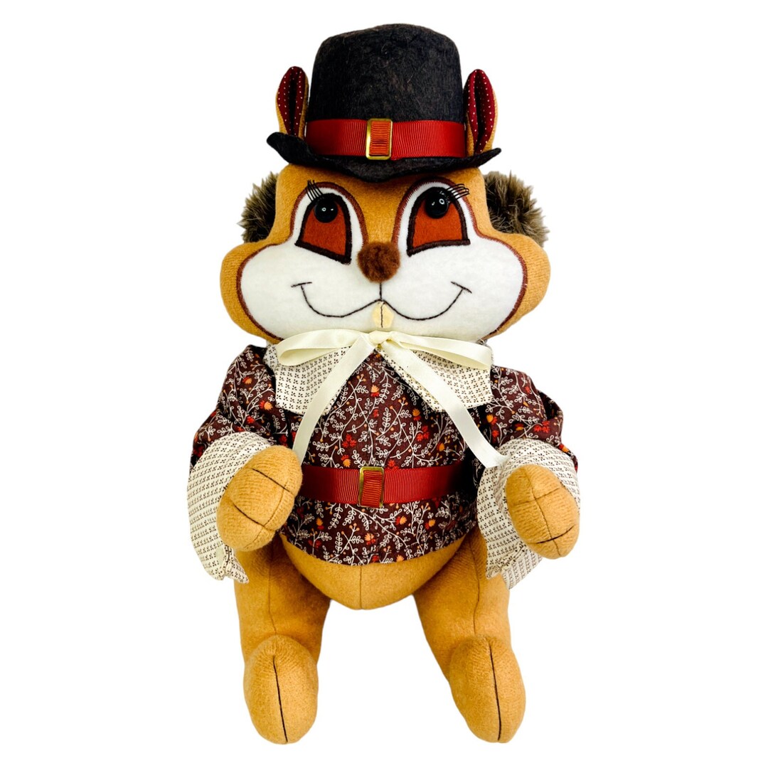 Vintage Anthropomorphic Thanksgiving Pilgrim Plush Squirrel Figurine ...