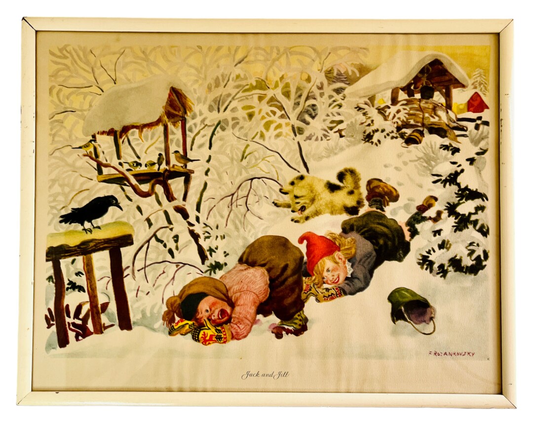 Vintage Framed J. Rojankovsky Mother Goose Jack & Jill Art - Etsy