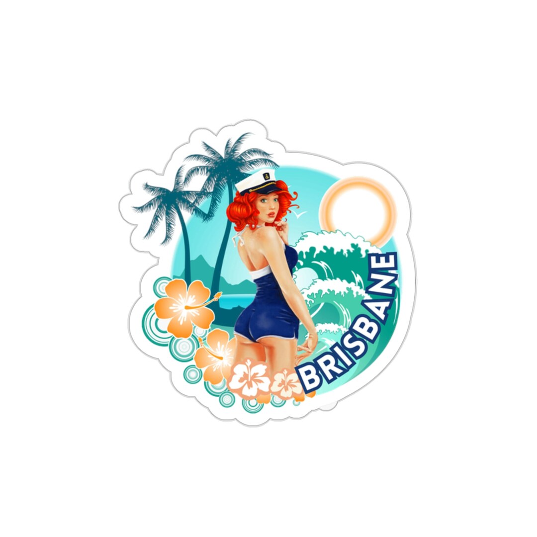 Brisbane Australia Pinup Girl Die-cut Stickers - Etsy