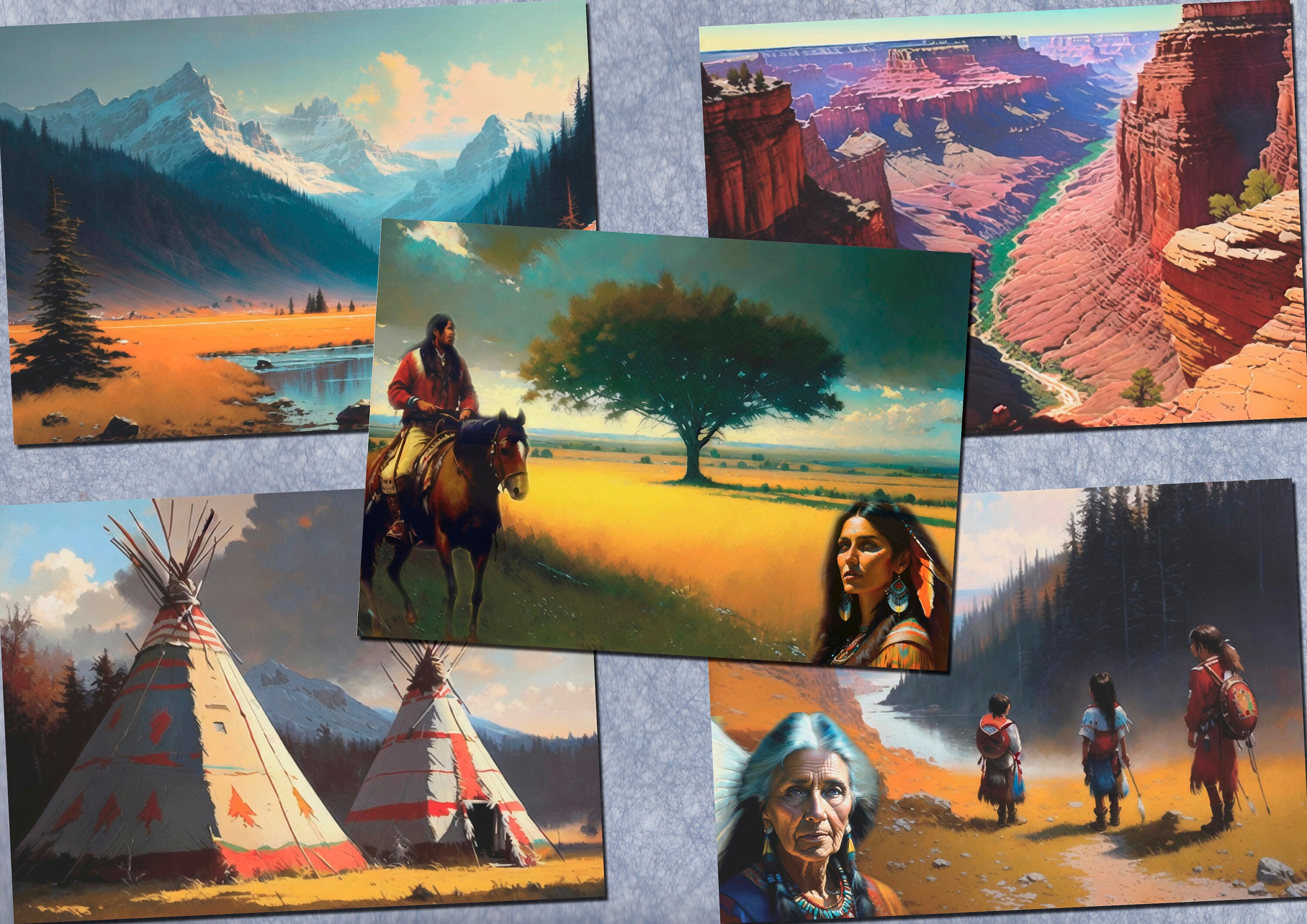 Junk Journal Native Spirit Digital Kit, Scrapbook Cards Set, Native ...