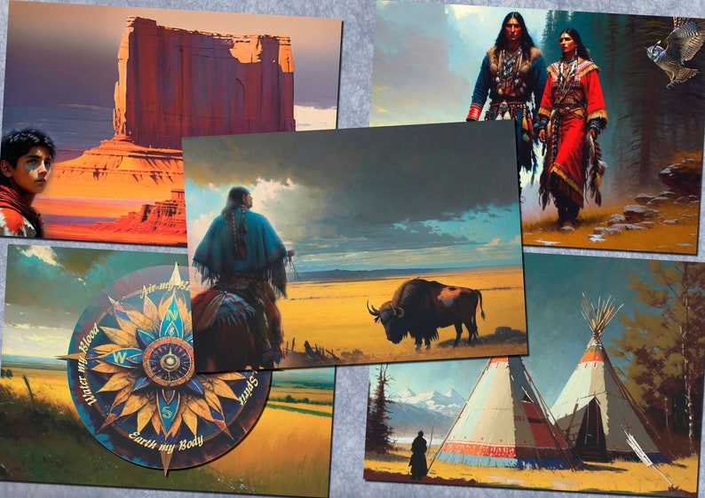 Junk Journal Native Spirit Digital Kit, Scrapbook Cards Set, Native ...